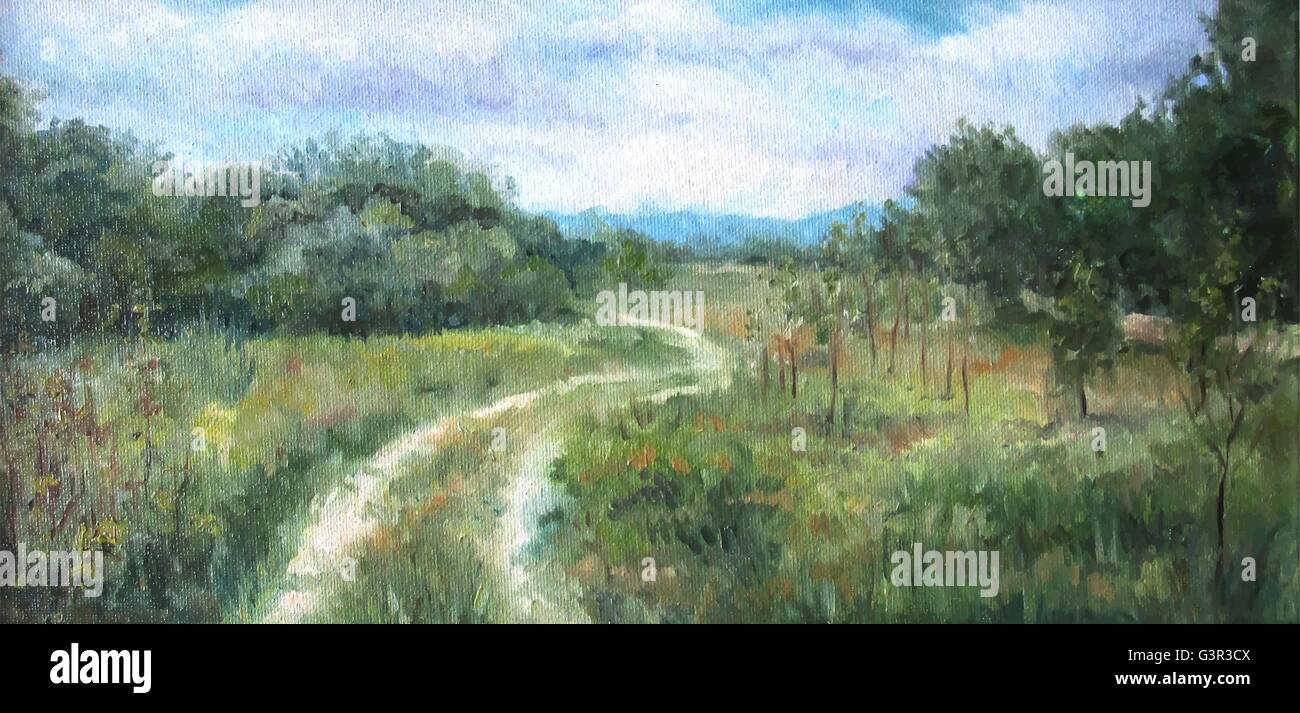 Summer Landscape With Trees And Bushes Stock Vector Image And Art Alamy