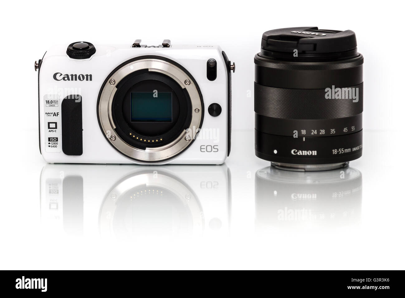 Stock Photo - Canon Eos M mirrorless digital camera with zoom lance ...
