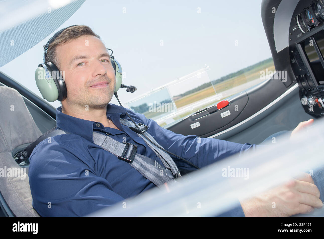 Portrait of pilot in cockpit of airoplane Stock Photo - Alamy