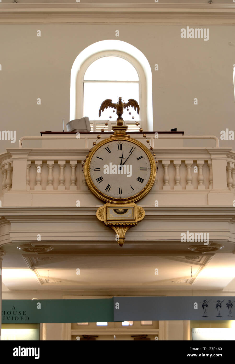 Boston historical state house interior clock Stock Photo - Alamy