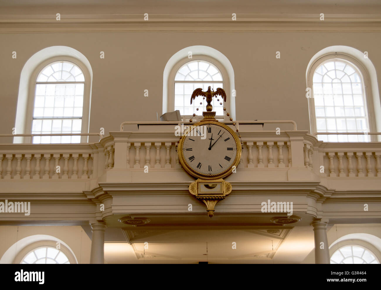 Boston historical state house interior clock Stock Photo - Alamy