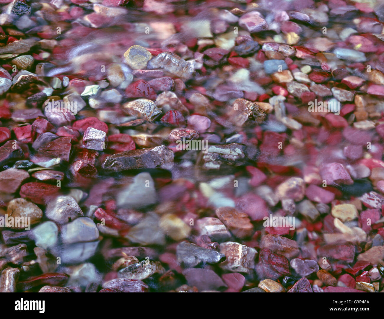 USA, Montana, Glacier National Park, Varied rocks including reddish ...