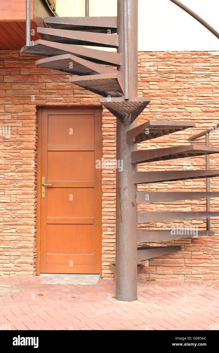 Metal winding stairs Stock Photo - Alamy