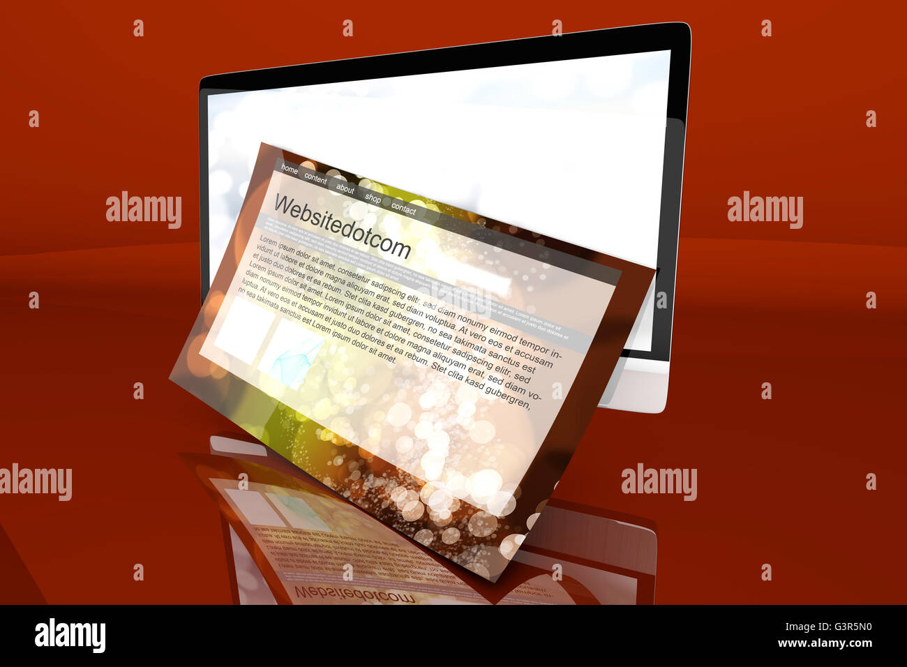 A modern All in one computer with generic websites coming out of the ...