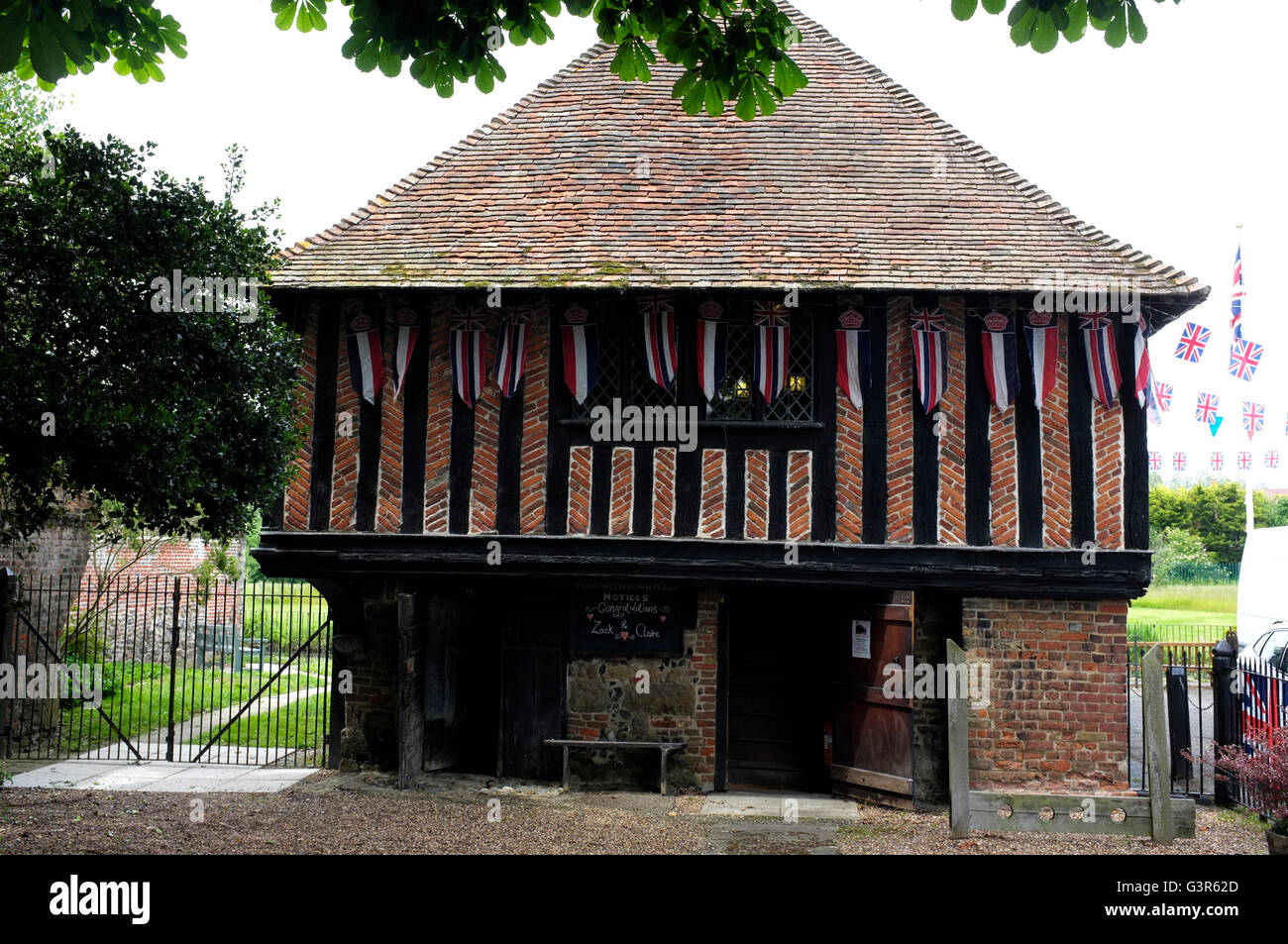 sturry town hall now a musuem with celebration bunting for the queens ...