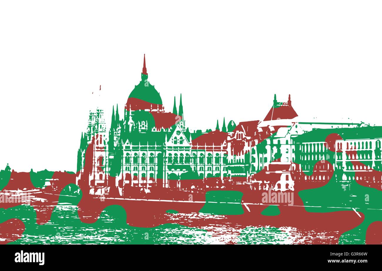Hungarian flag at parliament Stock Vector Images - Alamy