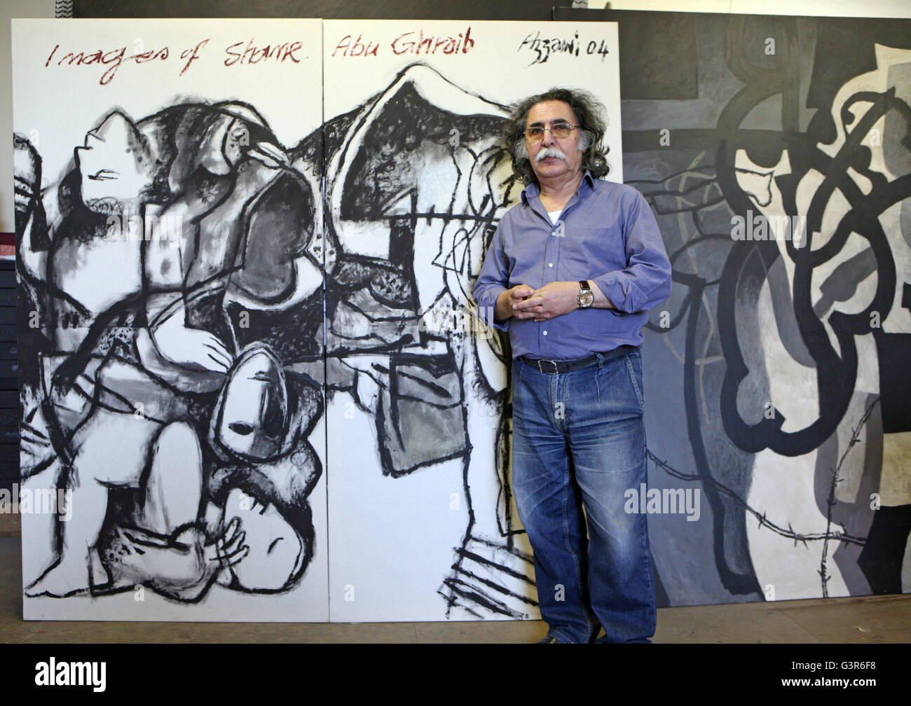 Dia Azzawi in his London studio. He left Iraq under Saddam Hussein in ...