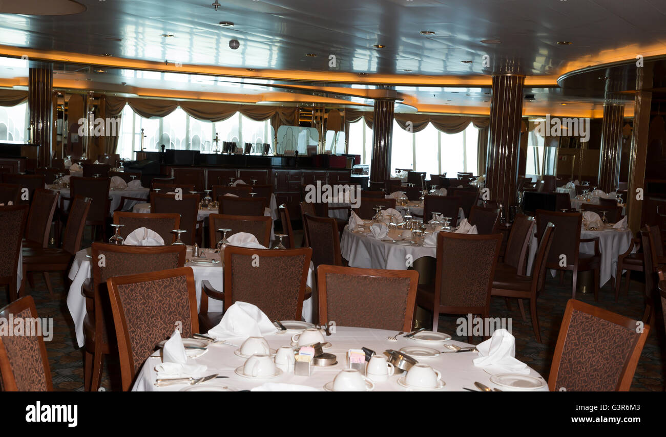 The main dining room onboard Cunard's Queen Elizabeth cruise liner ...