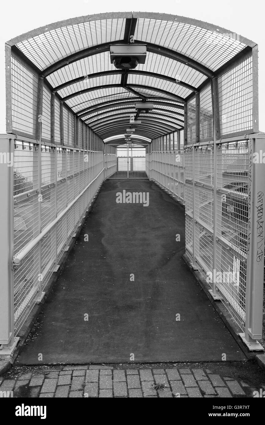Overpass pedestrian bridge footbridge Black and White Stock Photos ...
