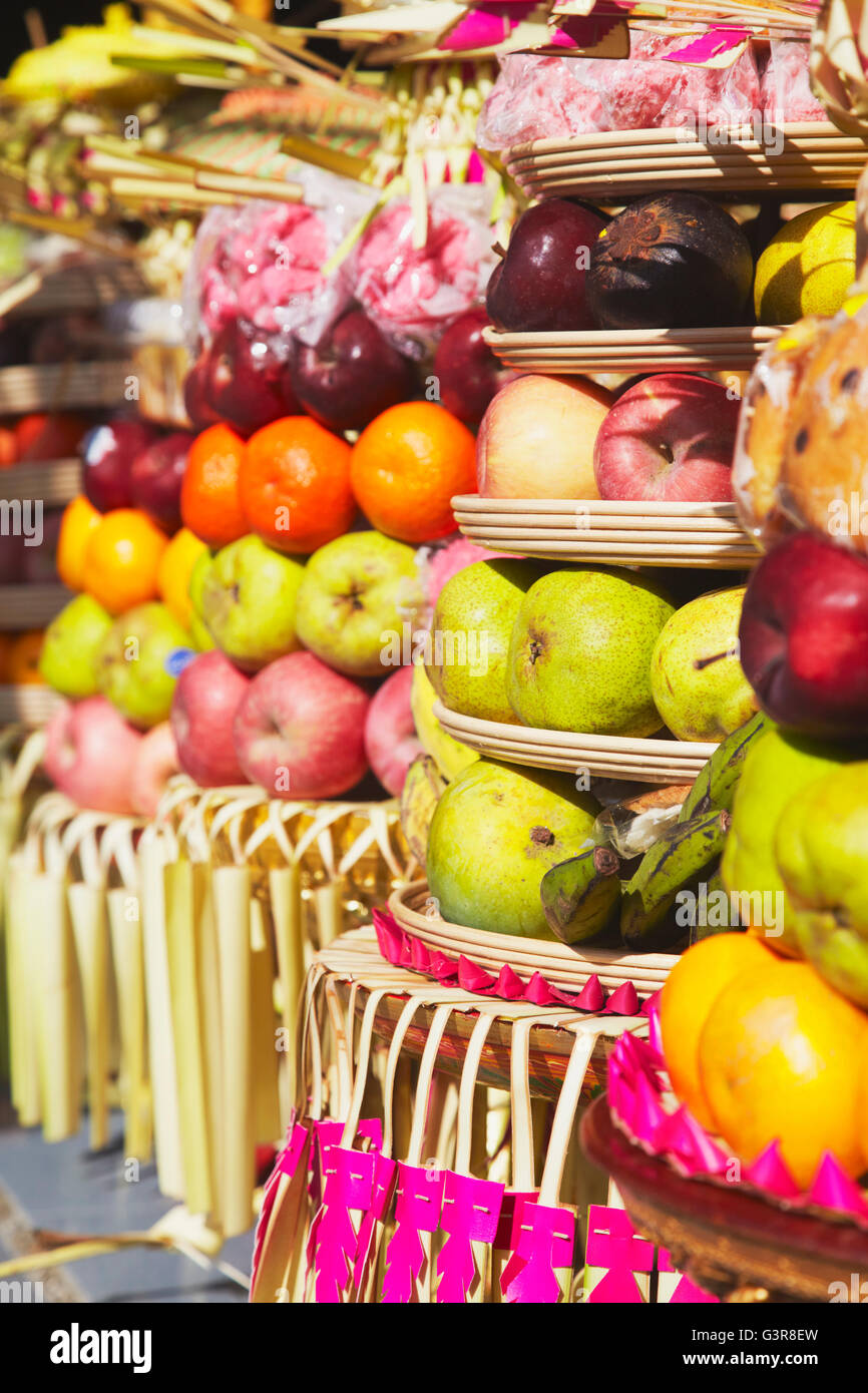 Offerings of fruit at temple ceremony, Bali, Indonesia Stock Photo - Alamy