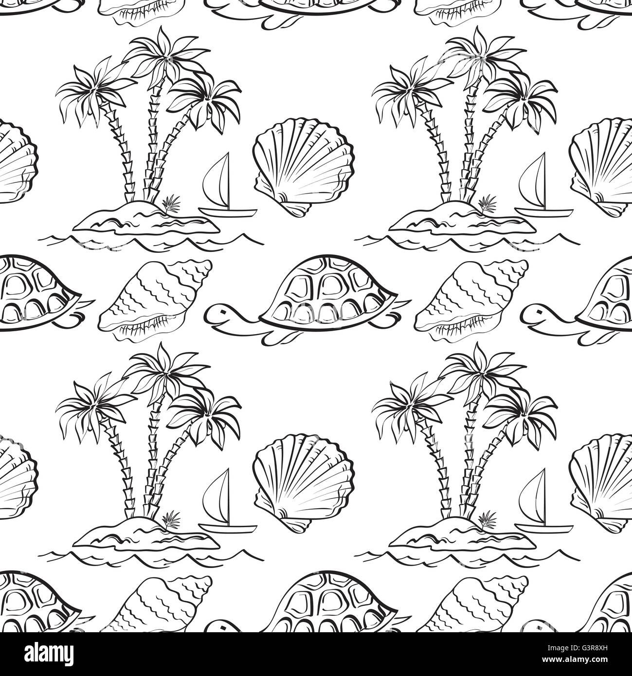 Sea seamless vector pattern Black and White Stock Photos & Images - Alamy