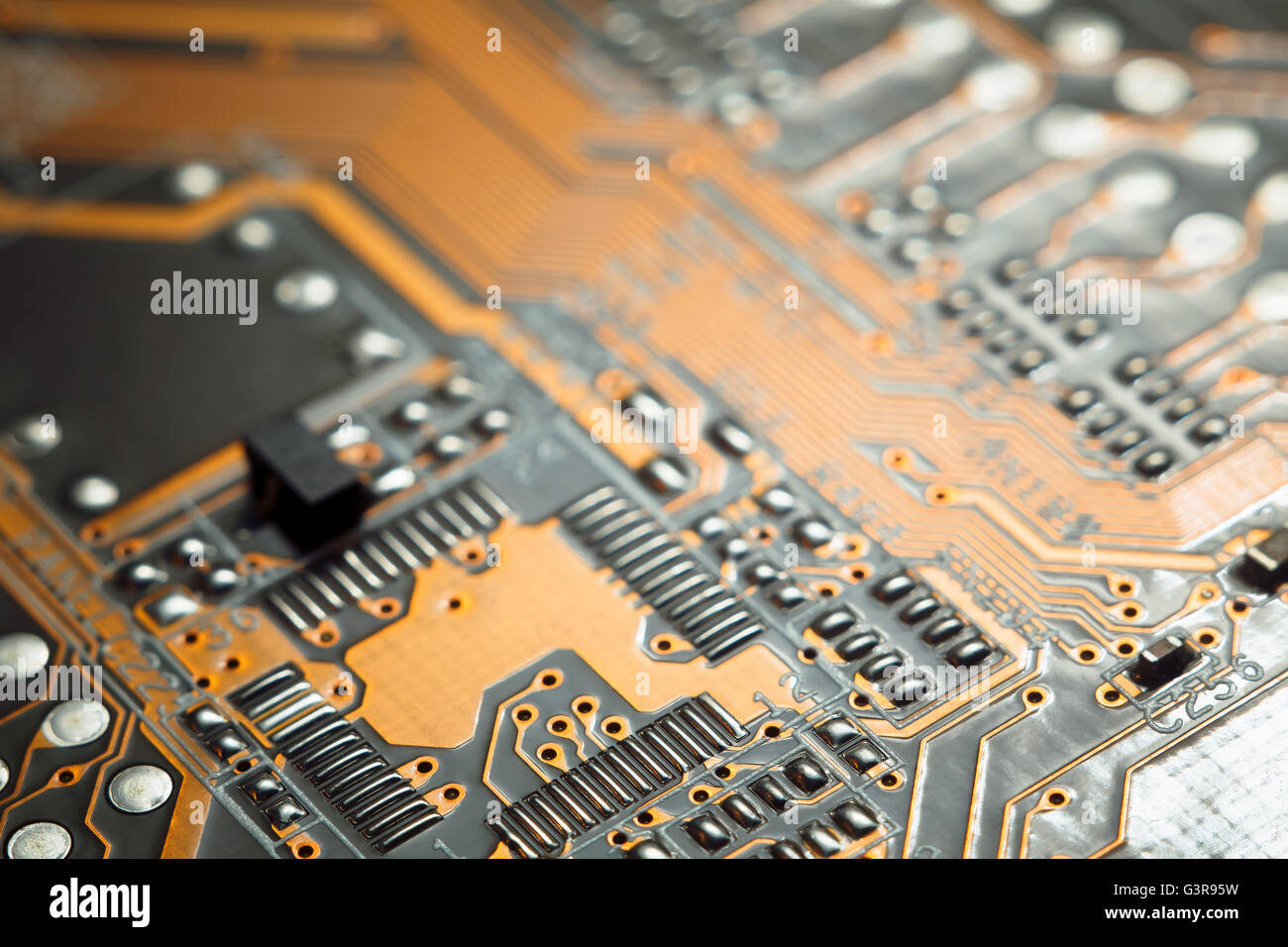 Bokeh electronic circuit close up computer Stock Photo - Alamy