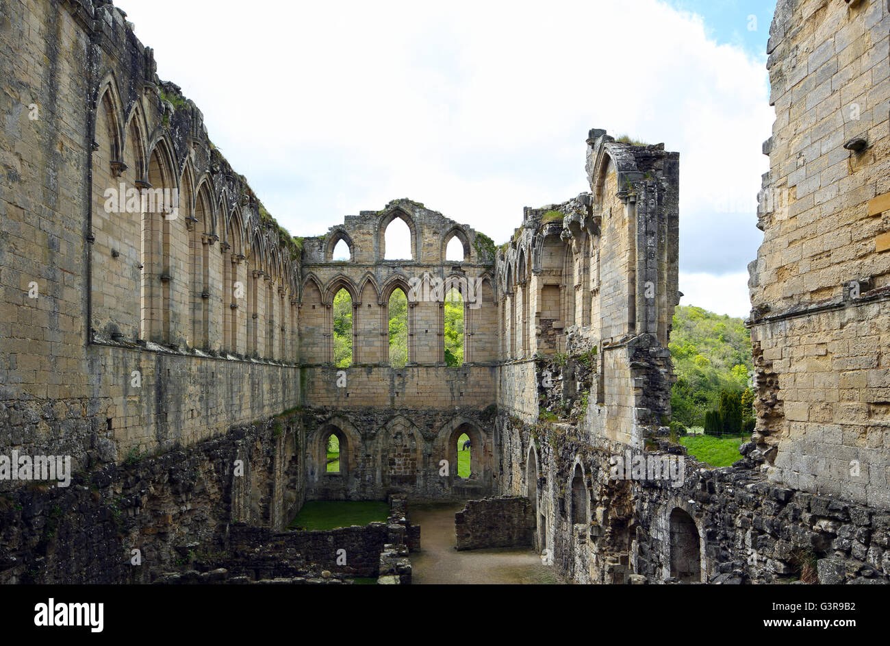 The refectory of Rievaulx Abbey, the remains of a Medieval Cistercian ...