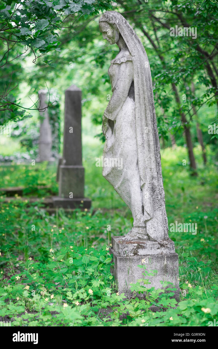 View of a grave in a remote corner of the Kerepesi Cemetery in the ...