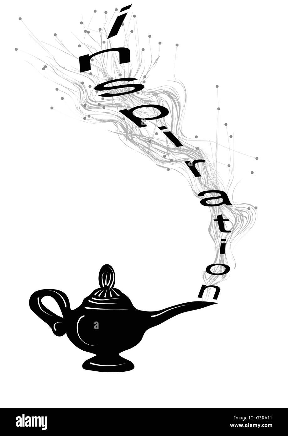 inspiration. magic lamp and text on white background Stock Vector Image ...