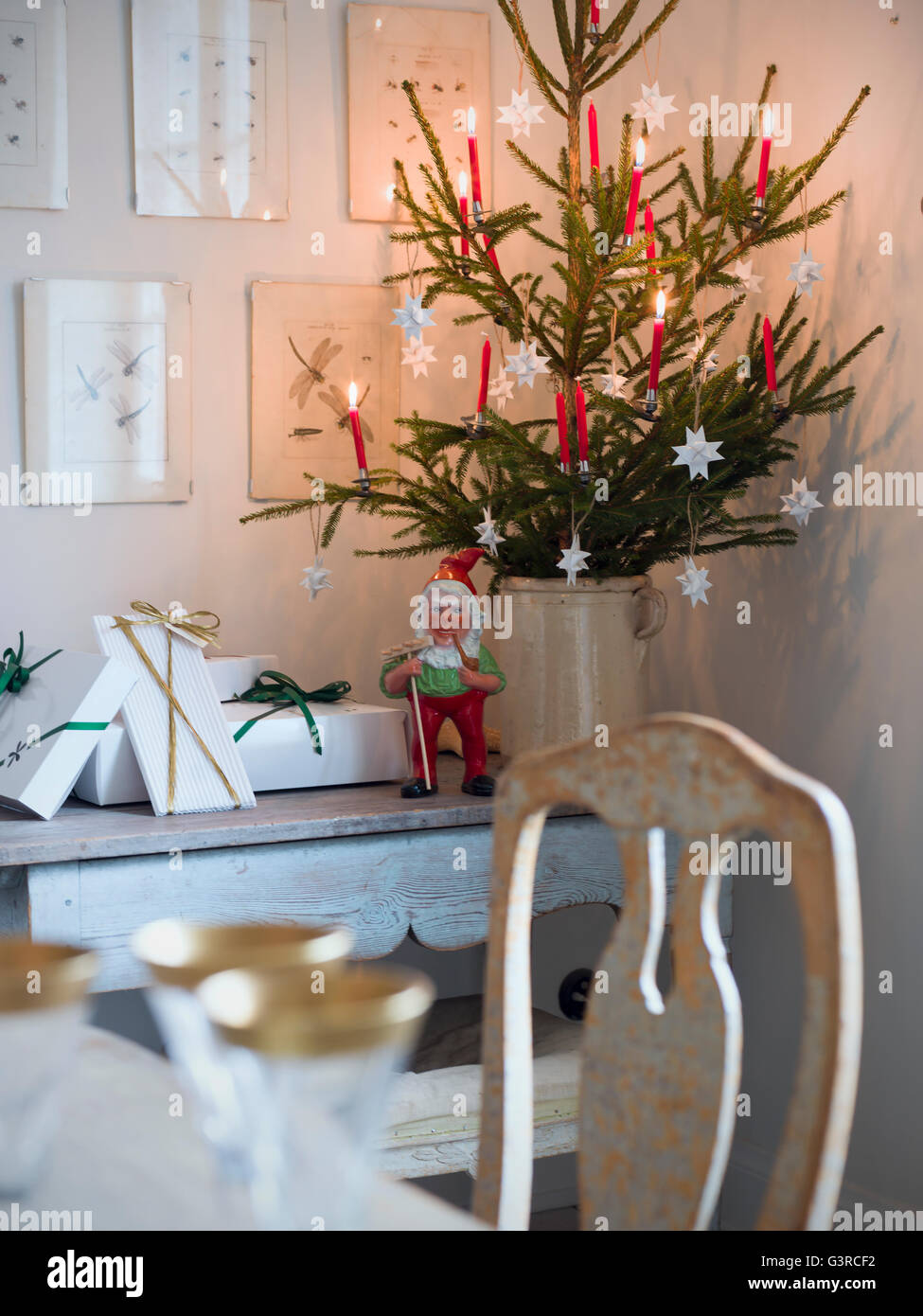 Sweden, Christmas tree and elf figurine Stock Photo - Alamy