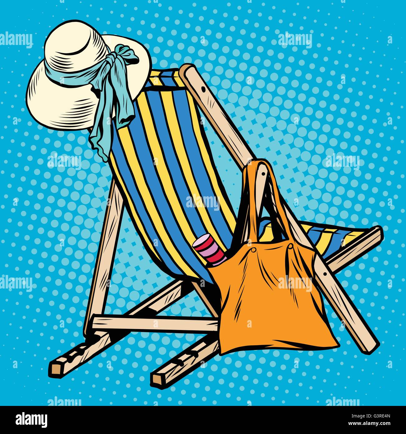 deck chair with beach things women Stock Vector Image & Art - Alamy