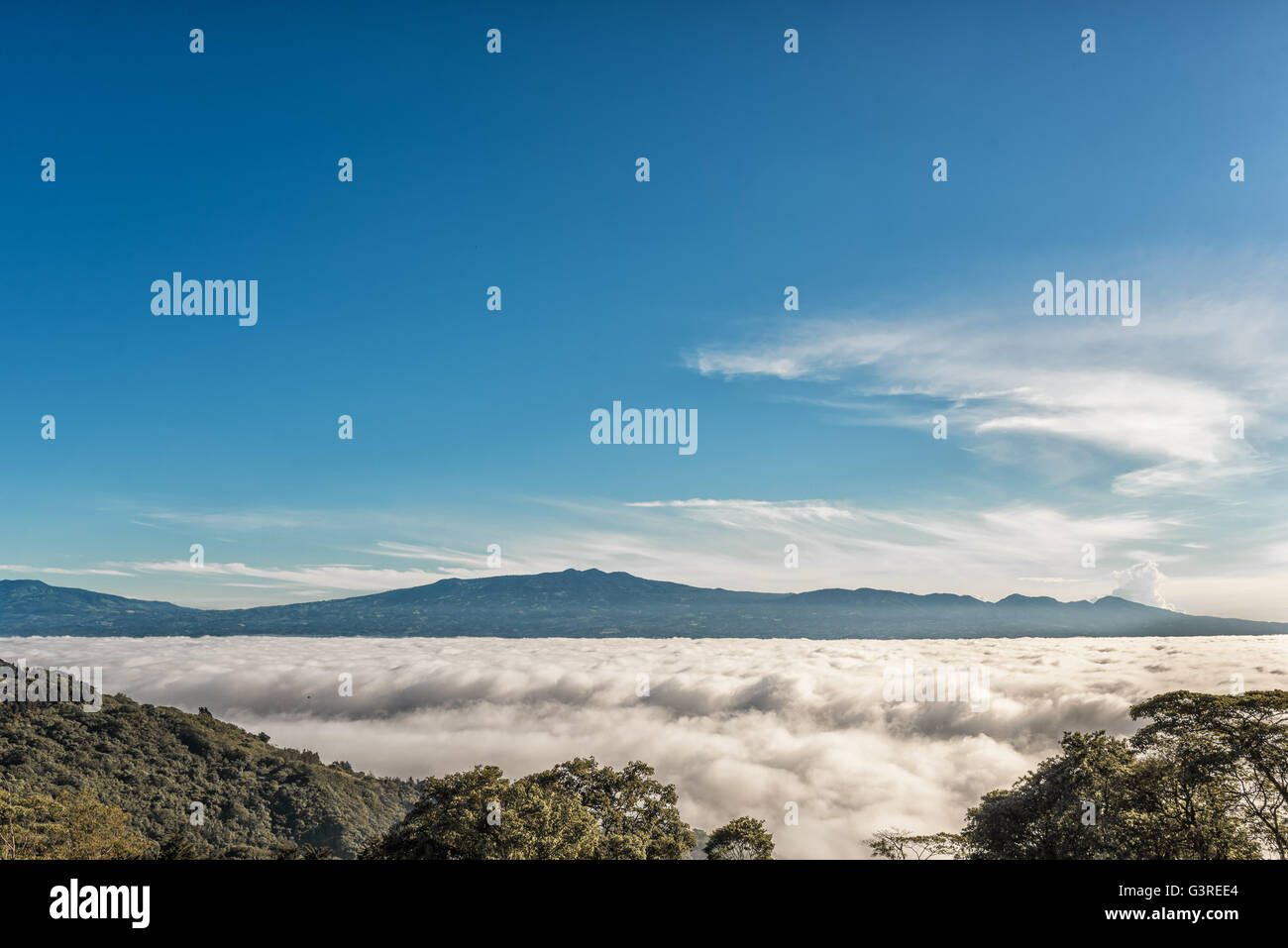 Barva volcano and near mountain ranges in the central valley of Costa ...