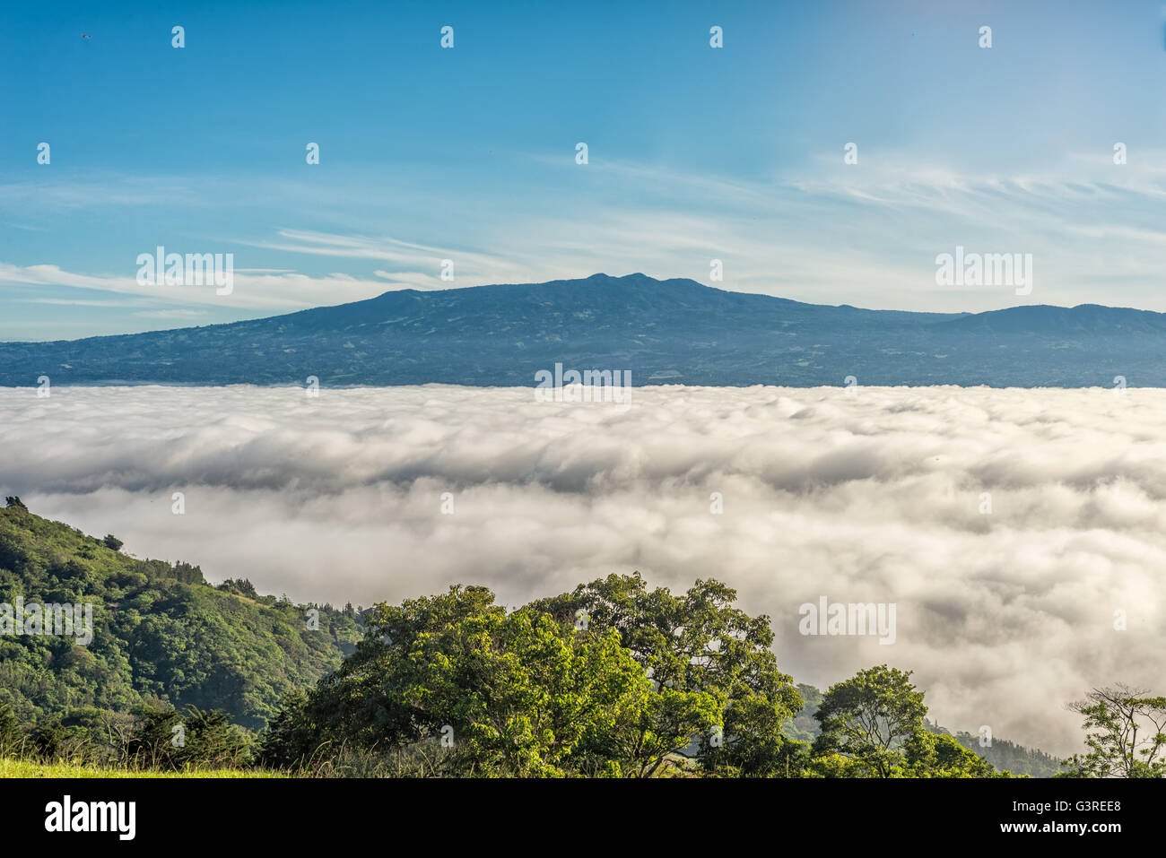 Barva volcano and near mountain ranges in the central valley of Costa ...