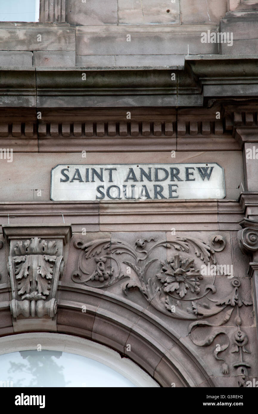 St Andrew Square Sign; Edinburgh; Scotland; Europe Stock Photo - Alamy