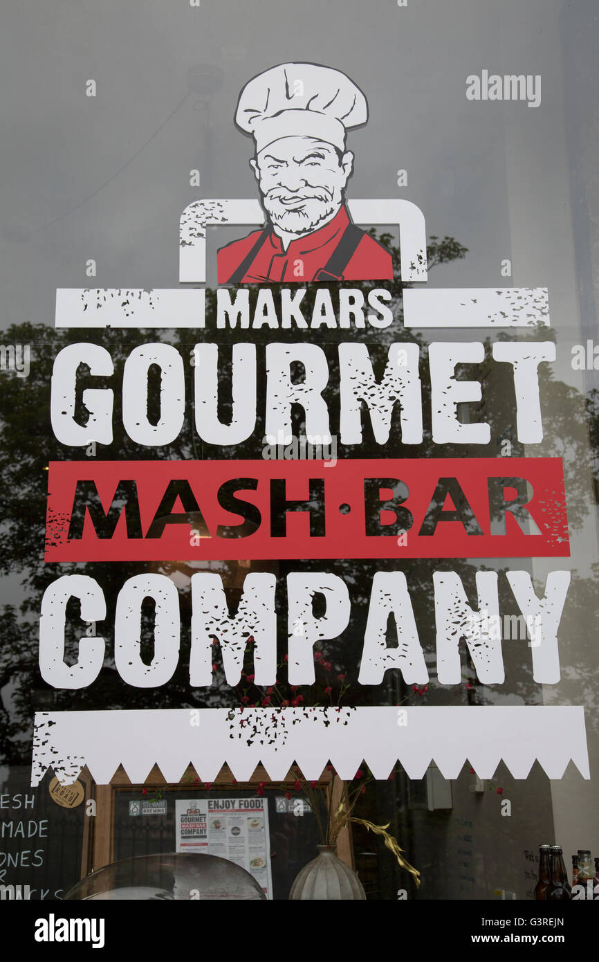 Makars Gourmet Mash Bar Sign; Edinburgh; Scotland; Europe Stock Photo ...