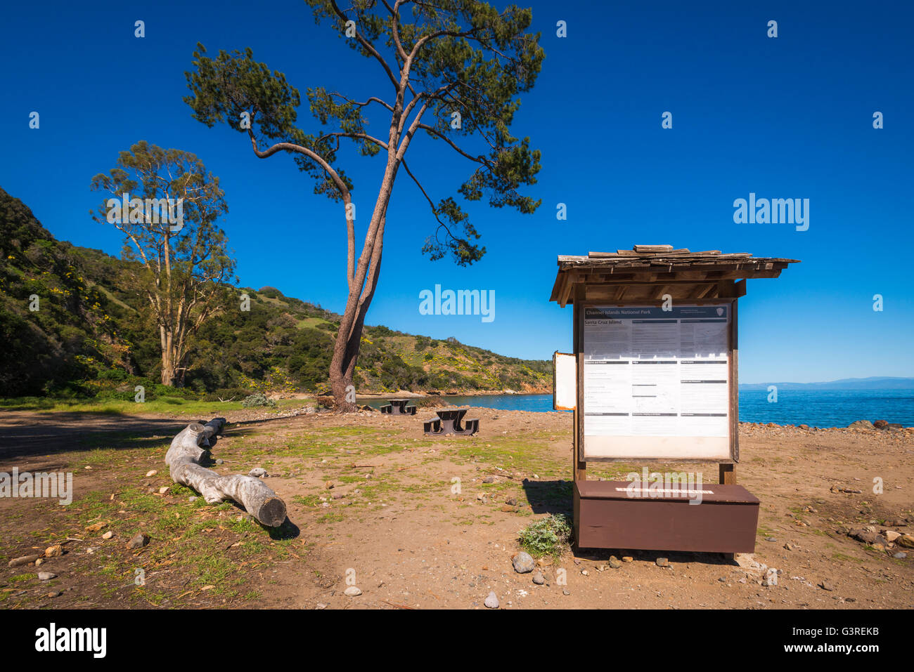 Interpretive sign at Prisoners Harbor, Santa Cruz Island, Channel ...