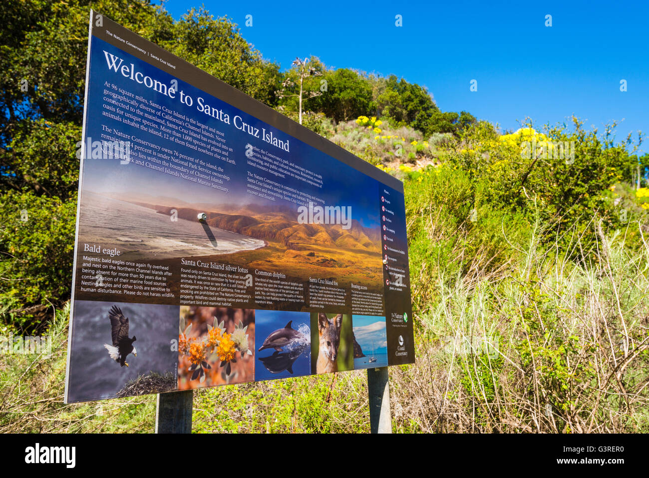 Interpretive sign, Santa Cruz Island, Channel Islands National Park ...