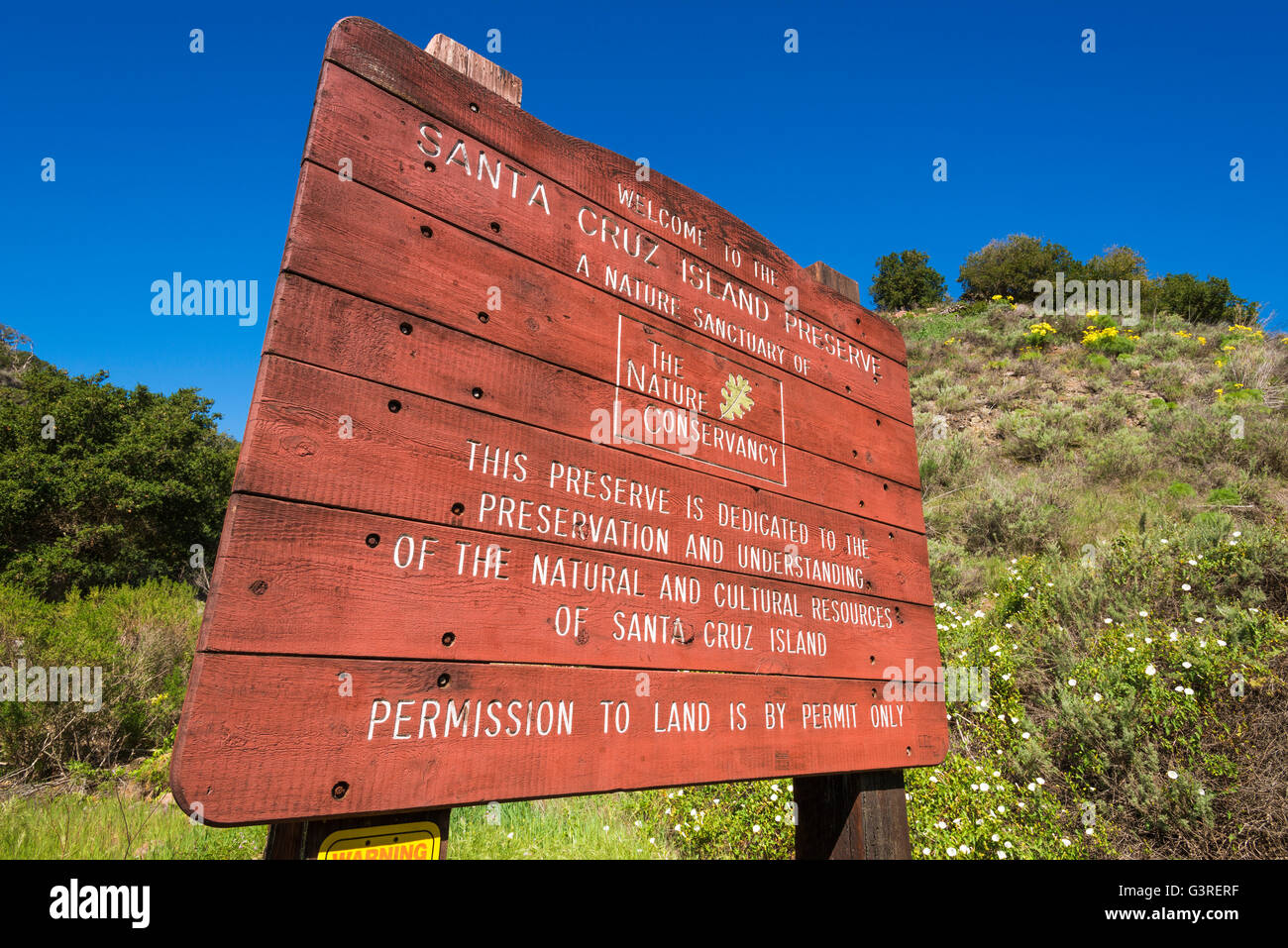 Nature Conservancy interpretive sign at Prisoners Harbor, Santa Cruz ...