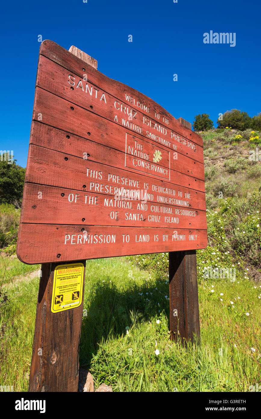 Nature Conservancy interpretive sign at Prisoners Harbor, Santa Cruz ...