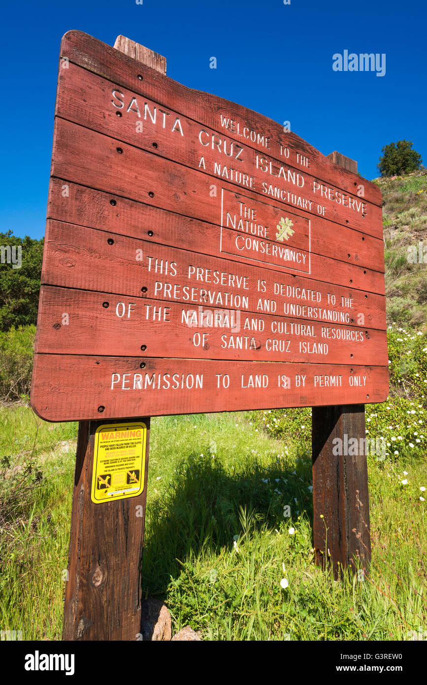 Nature Conservancy interpretive sign at Prisoners Harbor, Santa Cruz ...