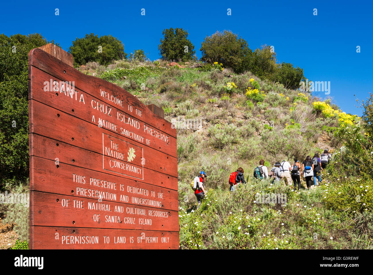 Nature Conservancy interpretive sign at Prisoners Harbor, Santa Cruz ...