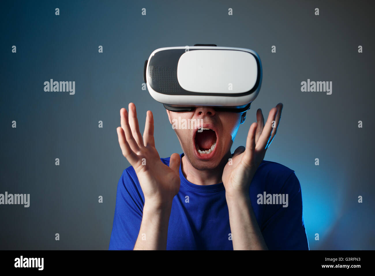 Man using VR glasses Stock Photo - Alamy