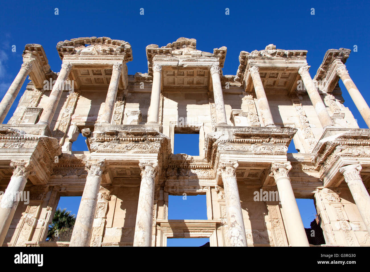 The facade of third biggest library in the old world (Ephesus, Turkey ...