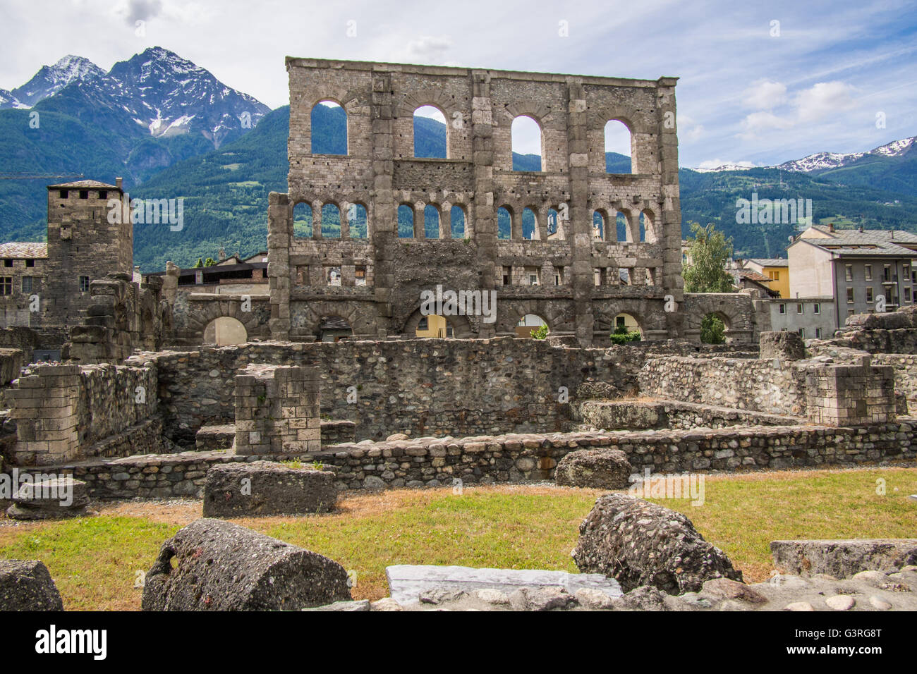 Roman theatre in Aosta Town, Aosta Valley, Italy Stock Photo - Alamy