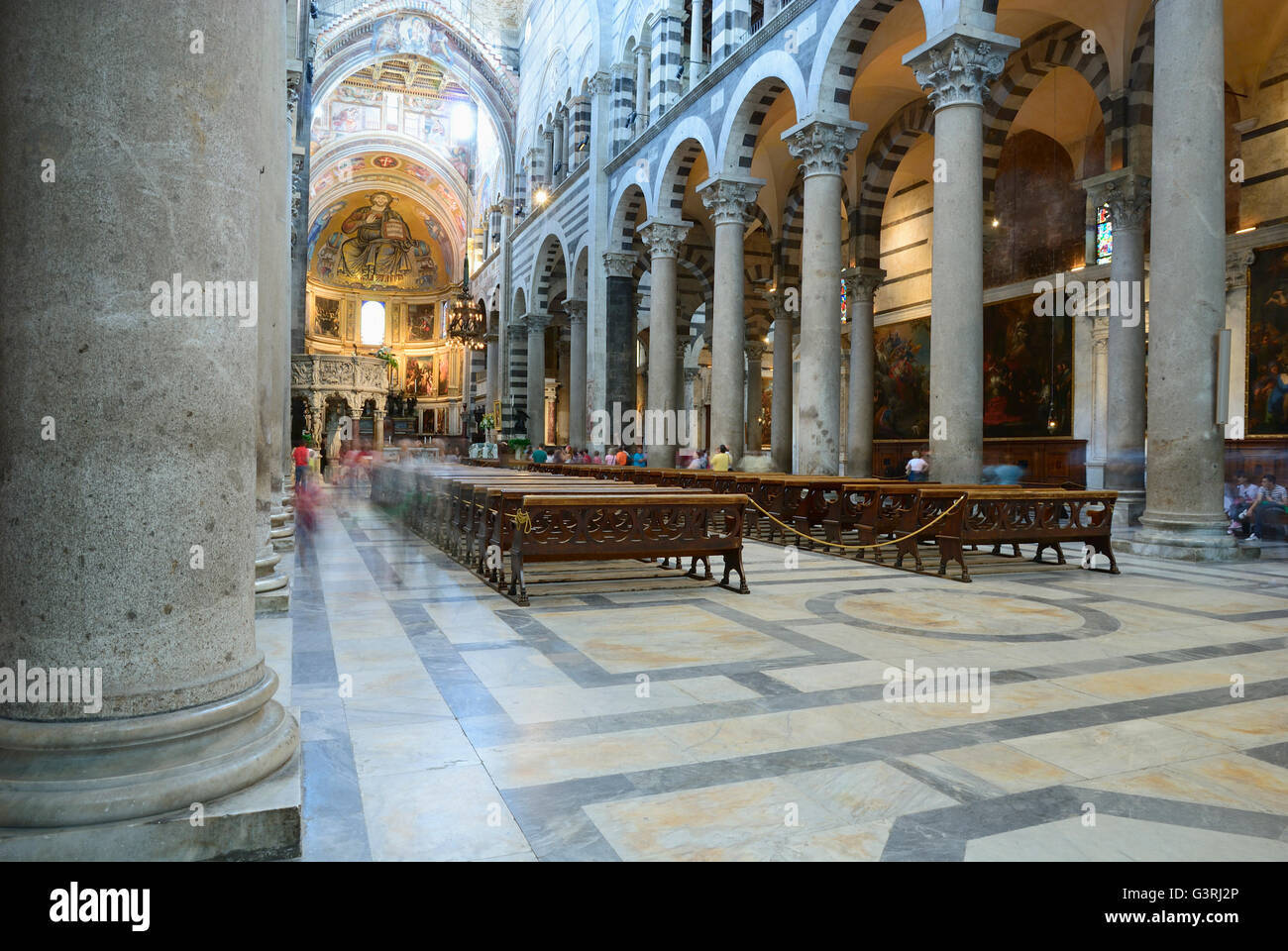 Interior of the medieval cathedral of the Archdiocese of Pisa ...
