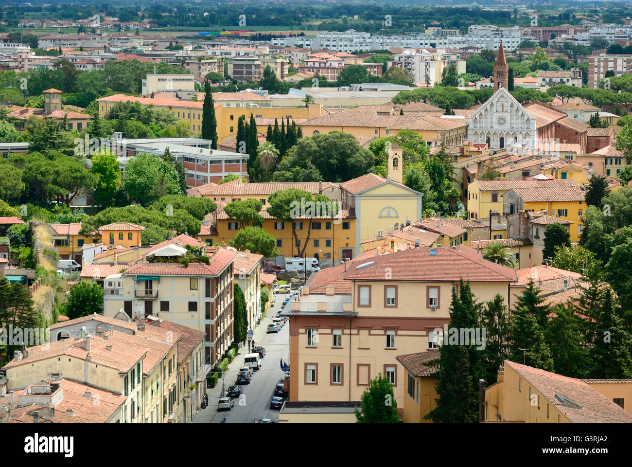 The historic center of Pisa viewed from the leaning tower. Pisa ...