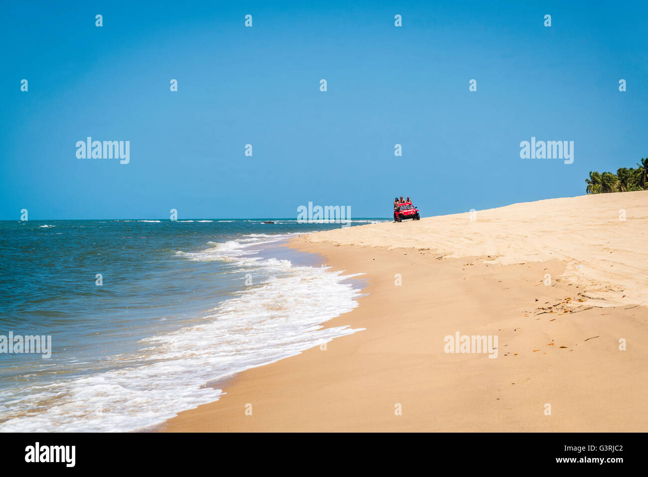 Buggy ride on sandy beach, Gunga Beach, Maceio, Alagoas, Brazil Stock ...