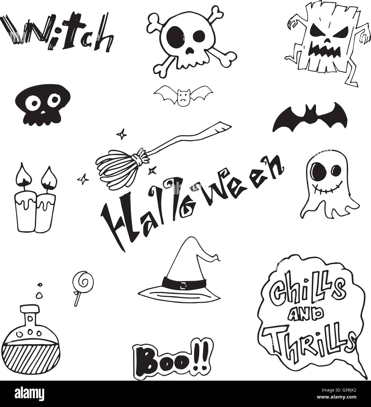 Cute halloween doodle vector art Stock Vector Image & Art - Alamy