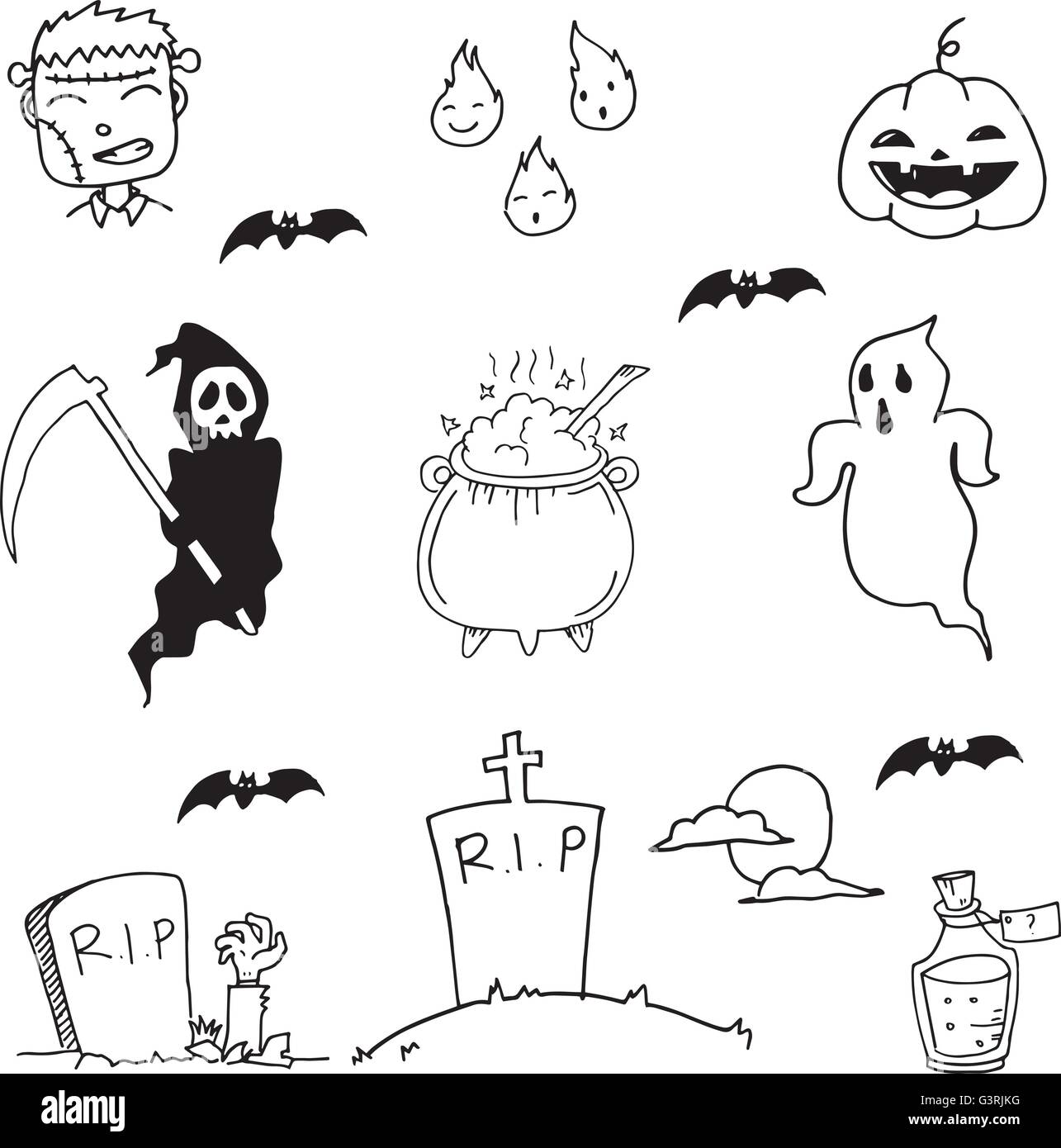 Scary Halloween doodle vector Stock Vector Image & Art - Alamy