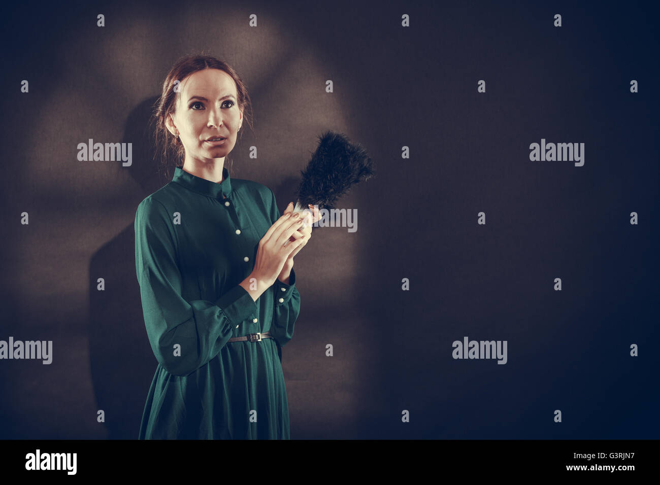 Woman with fan retro hi-res stock photography and images - Alamy