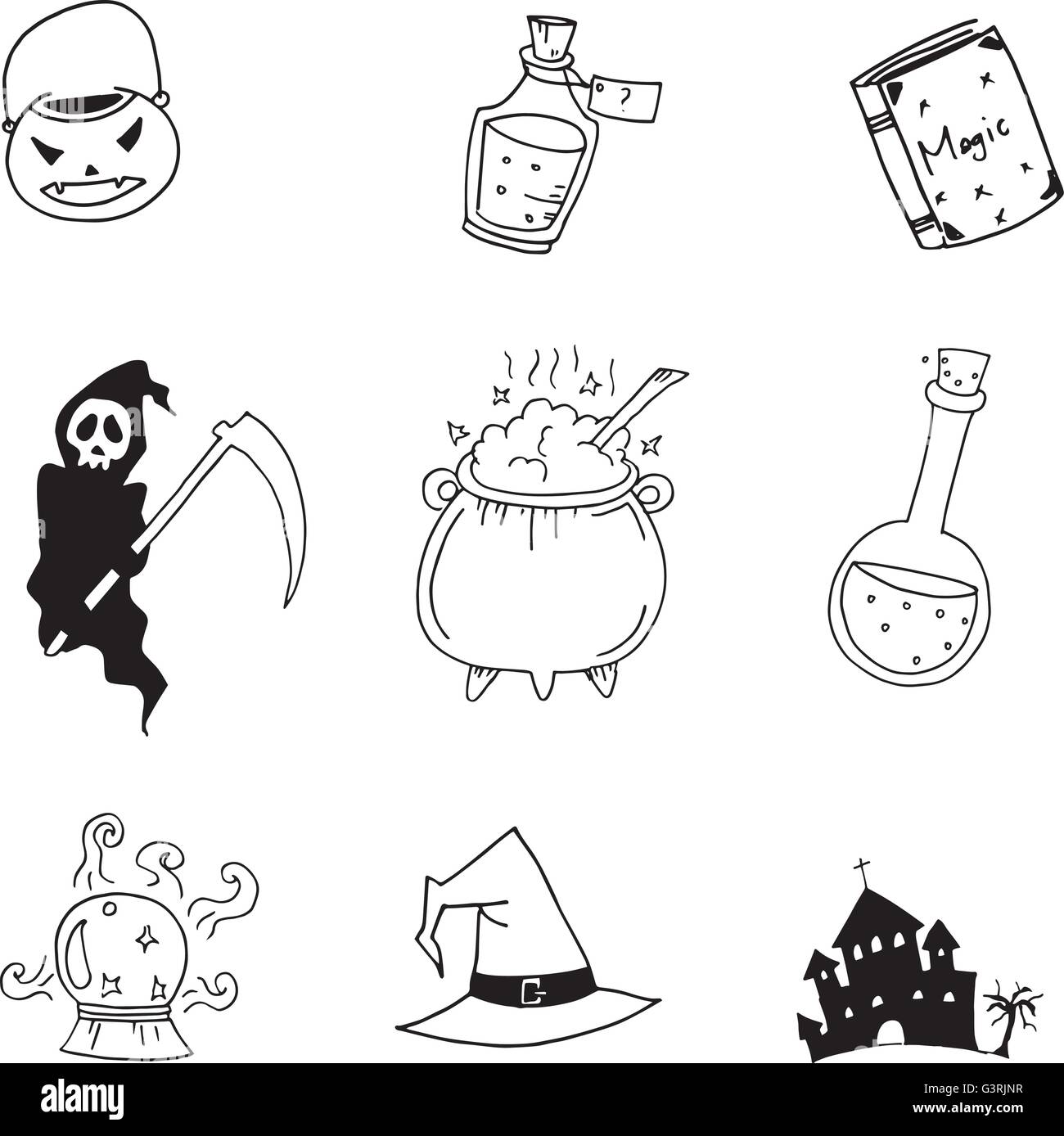 Halloween hand draw doodle Stock Vector Image & Art - Alamy
