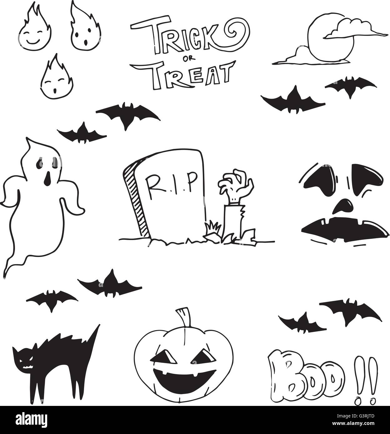Ghost halloween doodle vector art Stock Vector Image & Art - Alamy