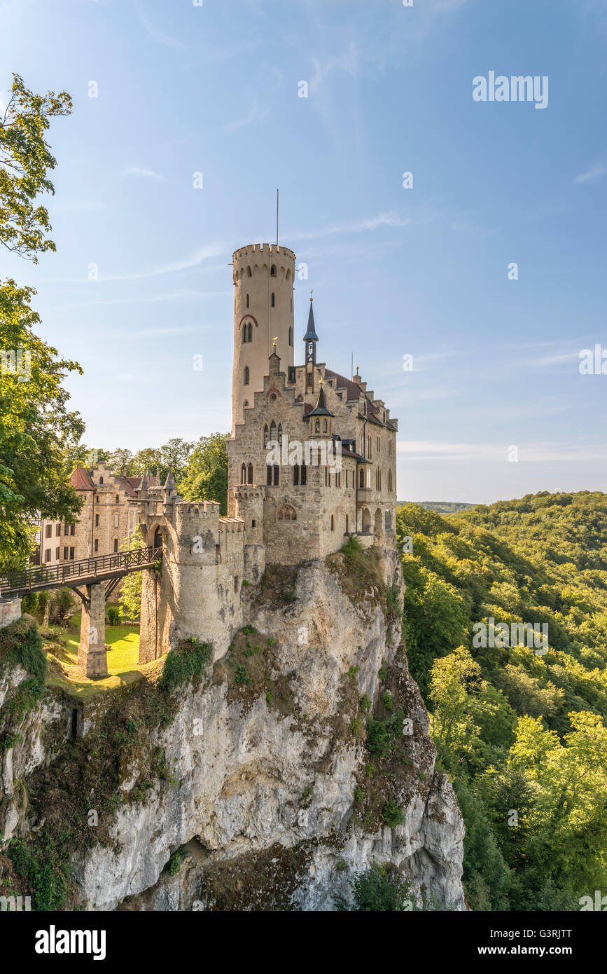 Castle Lichtenstein with entrance gate and drawbridge Stock Photo - Alamy