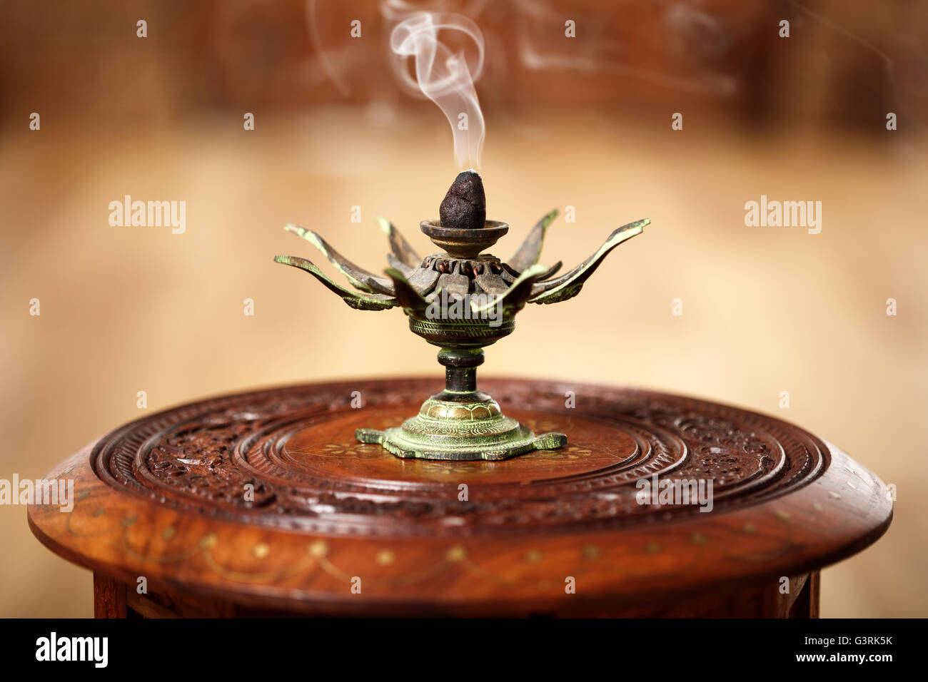 Old lotus flower used for aromatic smoke in yoga classes or spa Stock ...