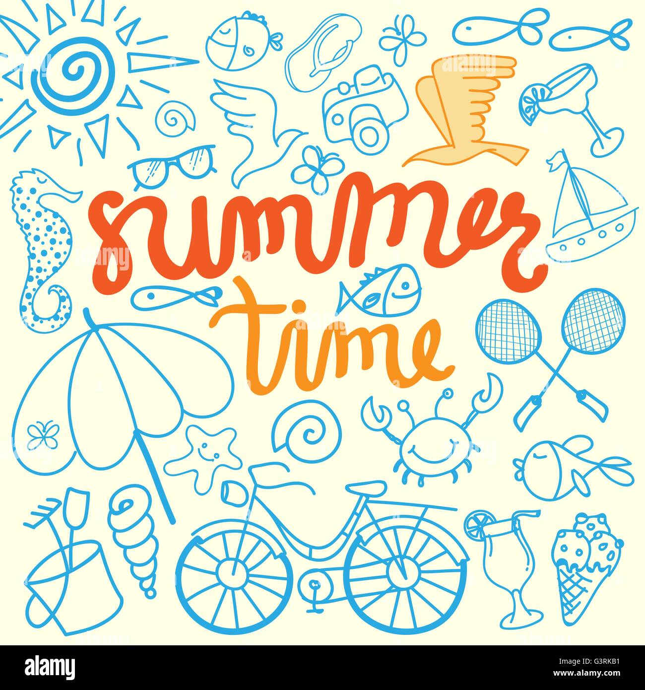 Summer Time Vector Illustration Stock Vector Image & Art - Alamy