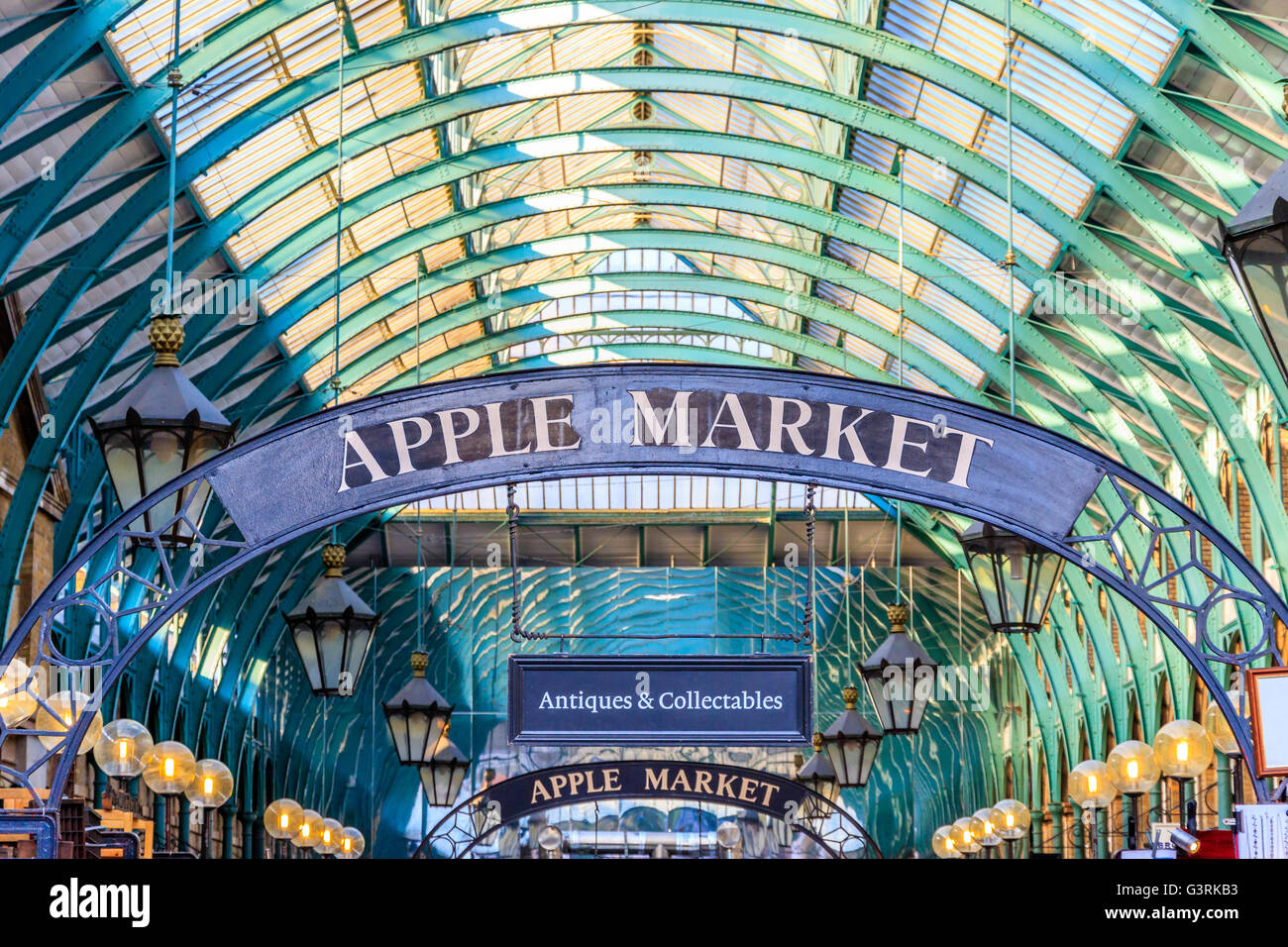 Apple Market Sign at Covent Garden, London. Apple Market is a popular ...