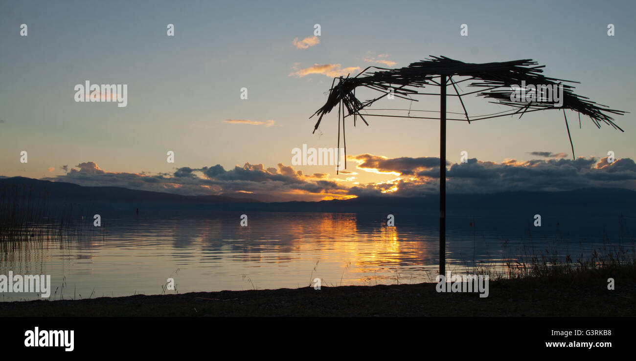 Sunset above Ohrid lake Stock Photo - Alamy