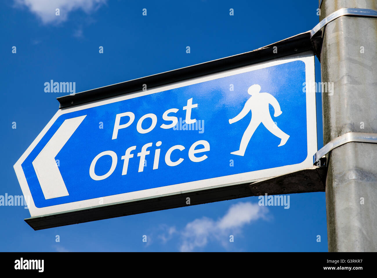 A sign showing the direction of the nearest Post Office in an English ...