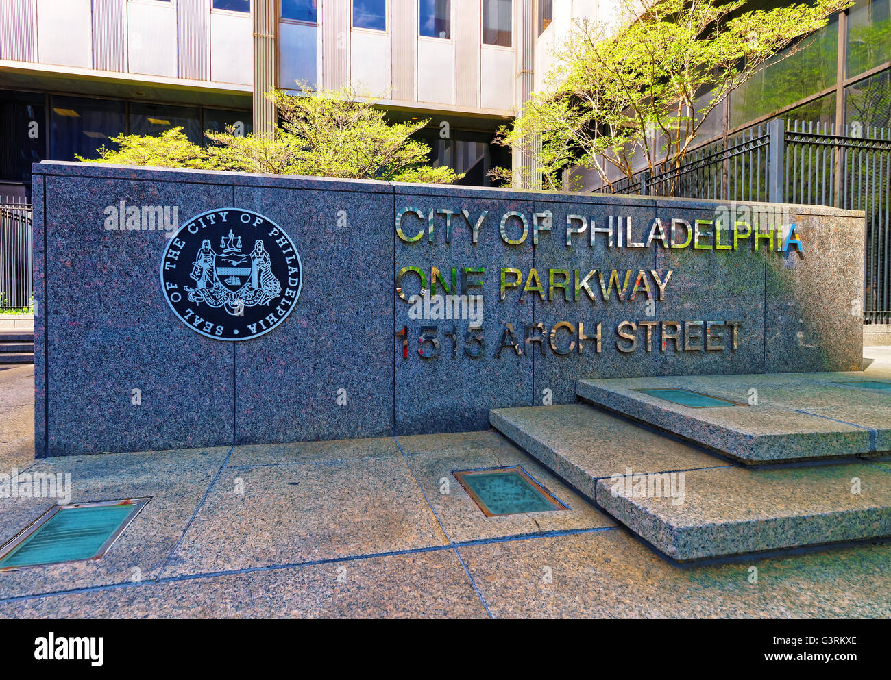 Philadelphia, USA - May 4, 2015: City of Philadelphia One Parkway on ...