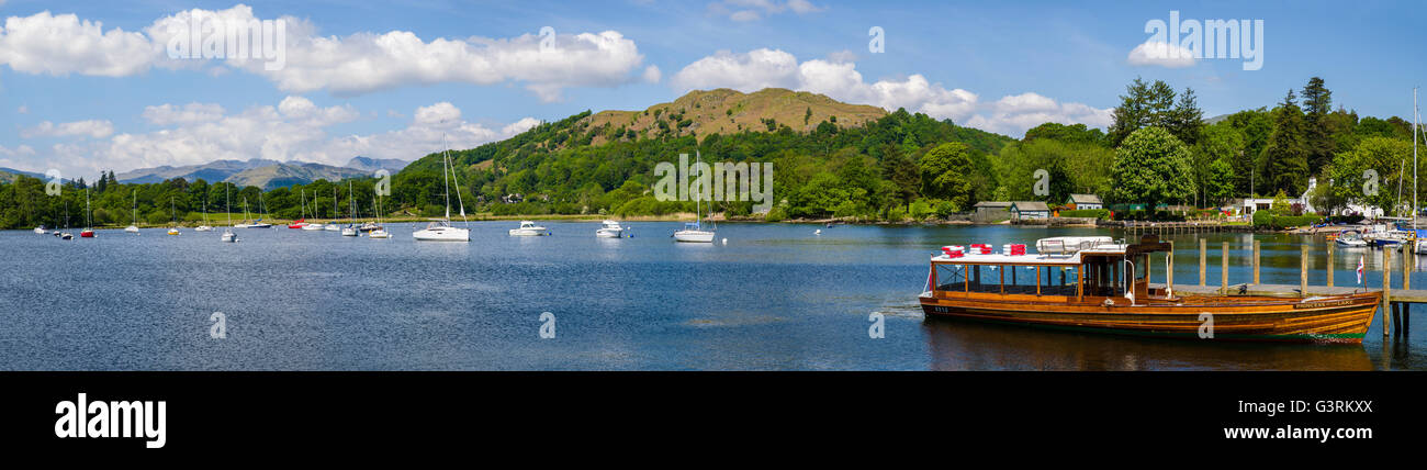 View of Lake Windermere and Loughrigg Fell from Waterhead Pier near ...